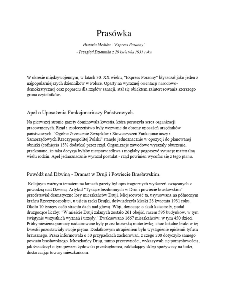 Prasówka - Historia Mediów | PDF