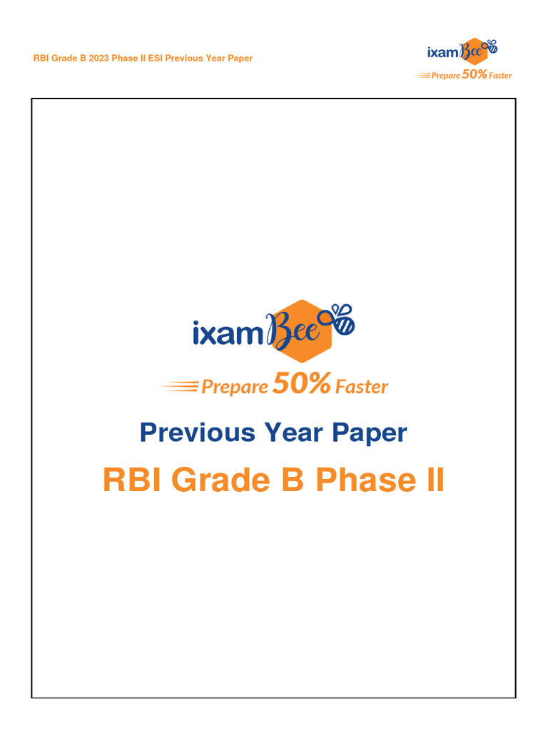 RBI Grade B 2023 Phase II ESI Previous Year Paper | PDF