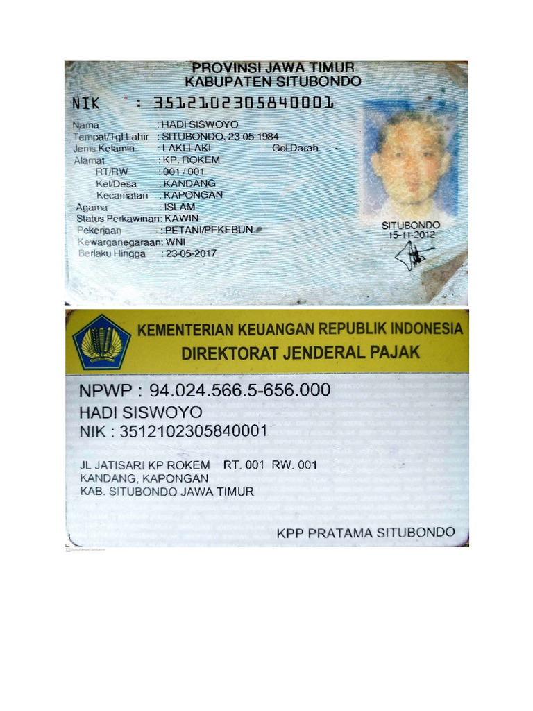 Foto KTP Hadi & NPWP | PDF