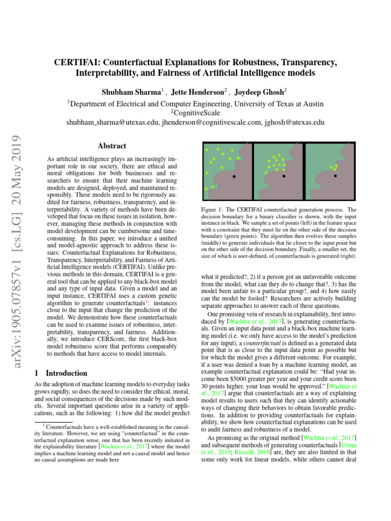 CERTIFAI - Counterfactual Explanations For Robustness, Transparency, Interpretability, and ...