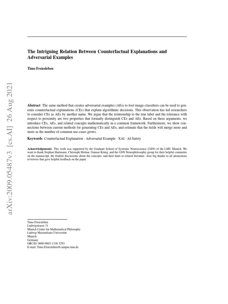 The Intriguing Relation Between Counterfactual Explanations And Adversarial Examples Pdf