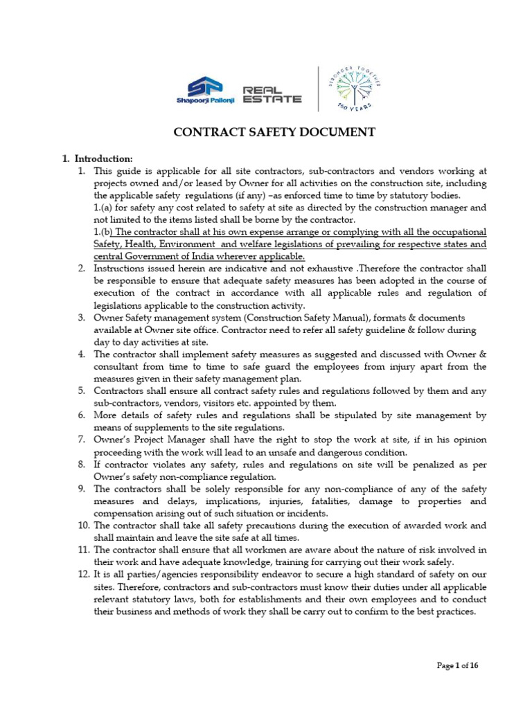 Contractor Safety Compliance Guidelines | PDF | Employment | Safety