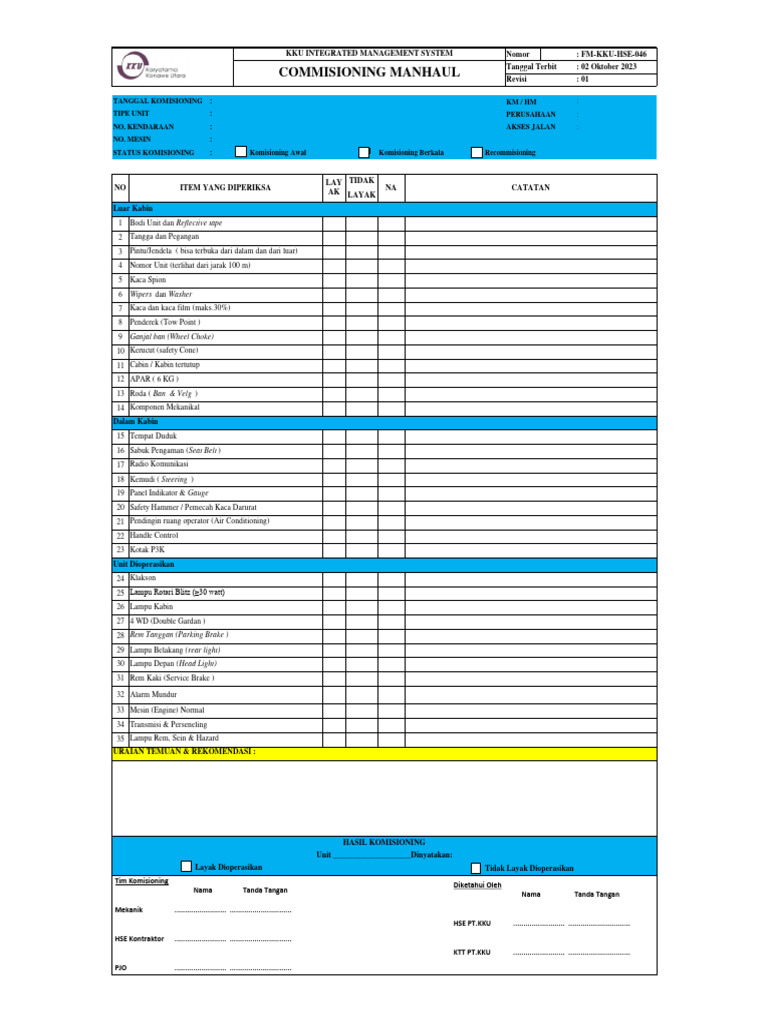 (FM Kku Hse 046) Bus Manhaul | PDF