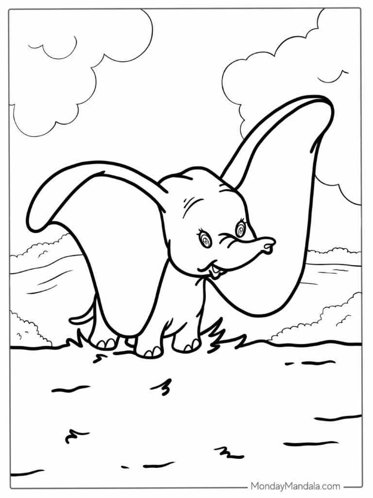 Dumbo The Elephant With Big Ears Coloring Sheet | PDF