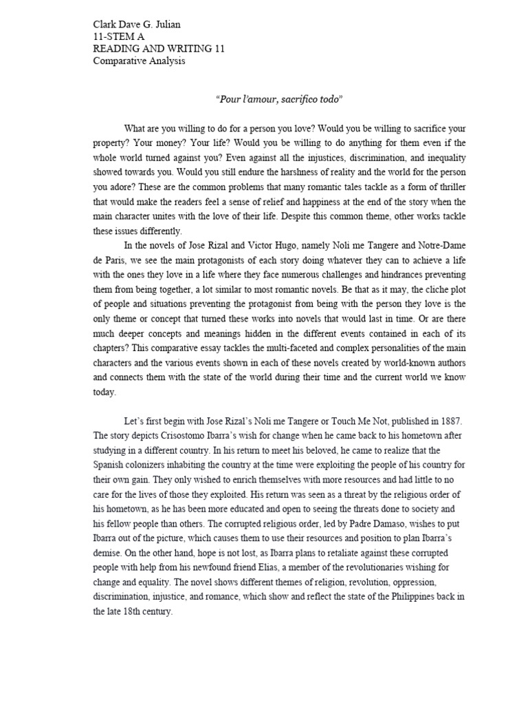 Comparative Analysis: Rizal & Hugo | PDF