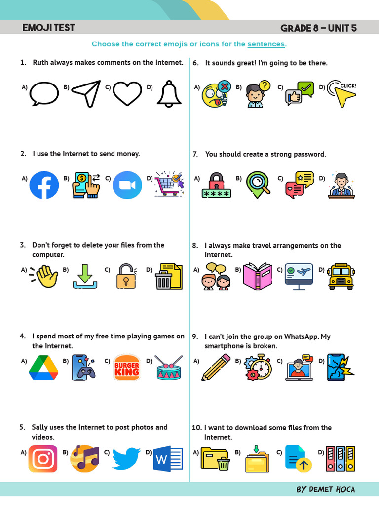8.5 Emoji Test | PDF | Games & Activities | Technology & Engineering