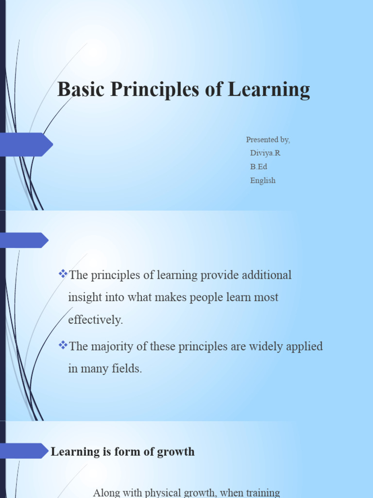 Basic Principles of Learning | PDF