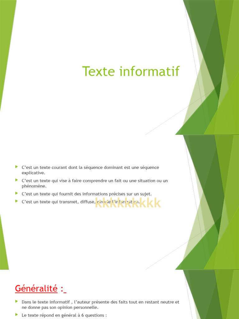Caractéristiques du texte informatif | PDF