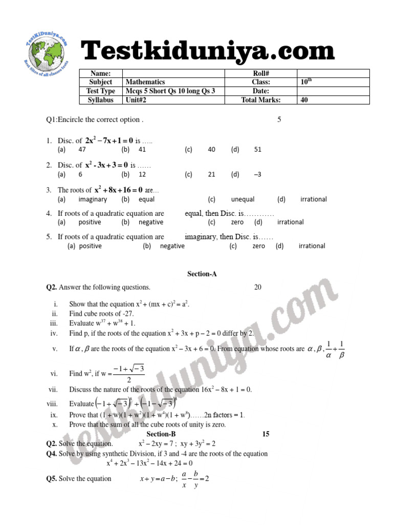 10th Math Chapter 2 | PDF