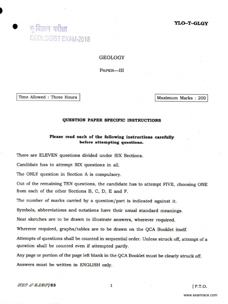 IGS Geology Paper 3 2018 | PDF