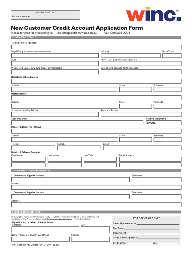 Credit Application Form Australia | PDF