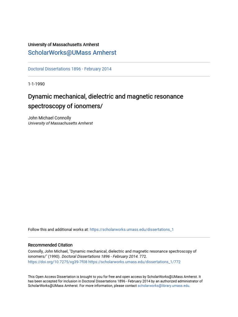 Dynamic Mechanical Dielectric and Magnetic Resonance Spectroscop | PDF