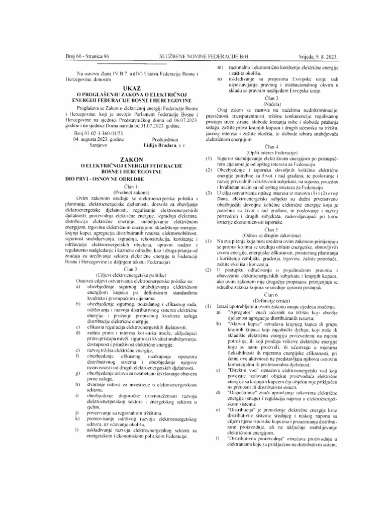 zakon-o-elektricnoj-energiji-fbih | PDF
