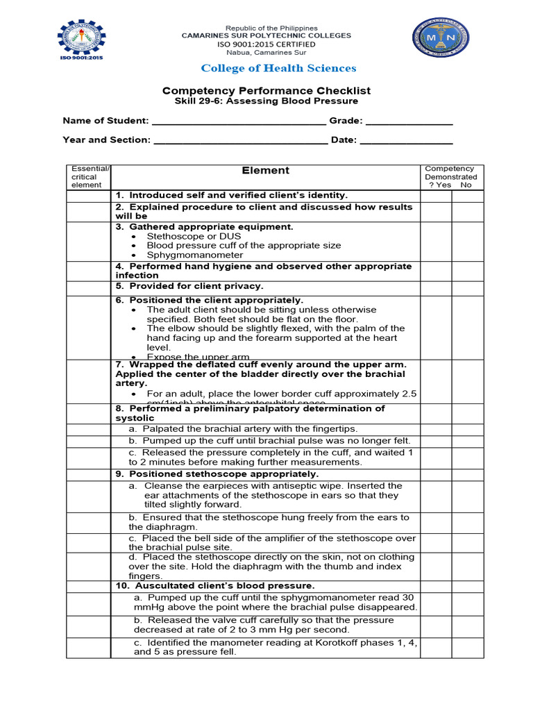BP Checklist | PDF | Wellness | Technology & Engineering