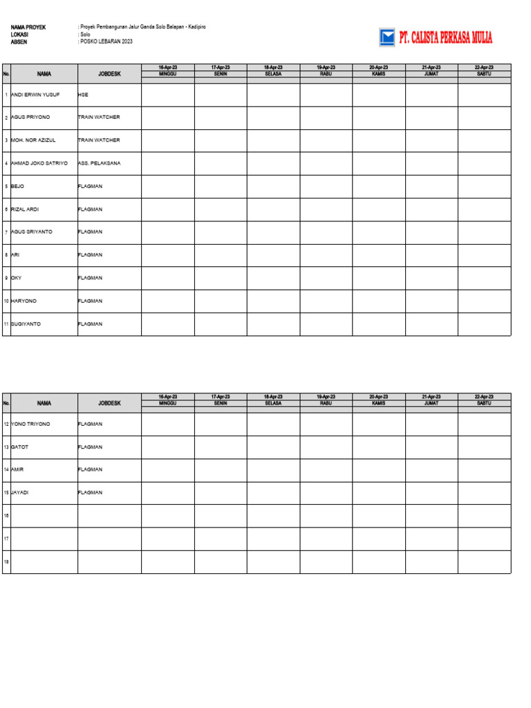 Form Absen - POSKO | PDF