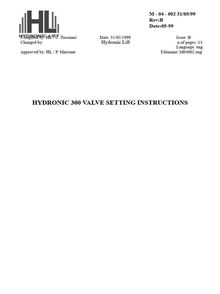 Hydronic 300 Valve Setting Instructions - M04002en | Download Free PDF ...