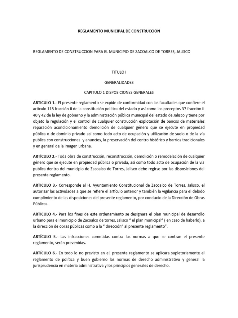 Reglamento de Construccion | PDF | Regulación | Fundación (Ingeniería)
