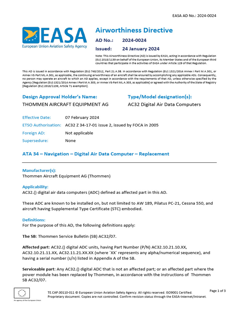 Airworthiness Directive: AC32 ADC | PDF | Business | Computers