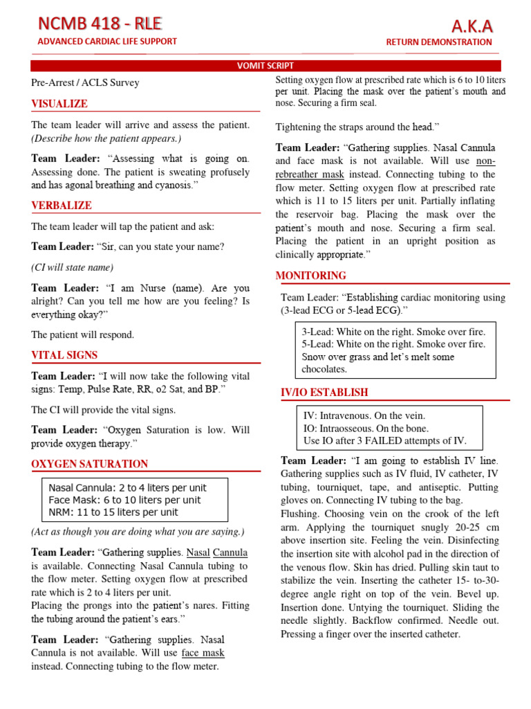 Revised ACLS Script | PDF