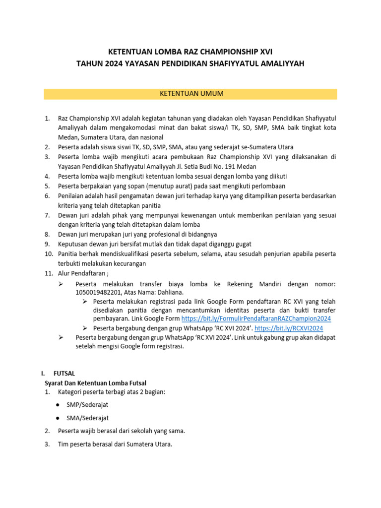 Syarat dan Ketentuan Lomba RC 2024 | PDF