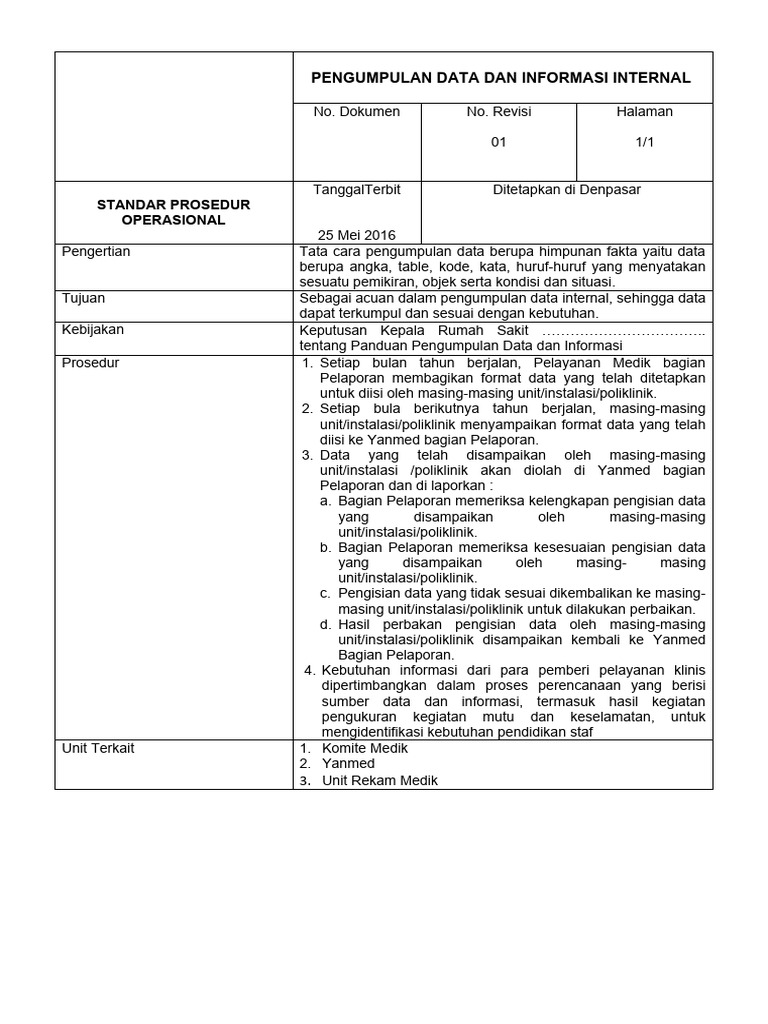 Spo Pengumpulan Data Internal | PDF
