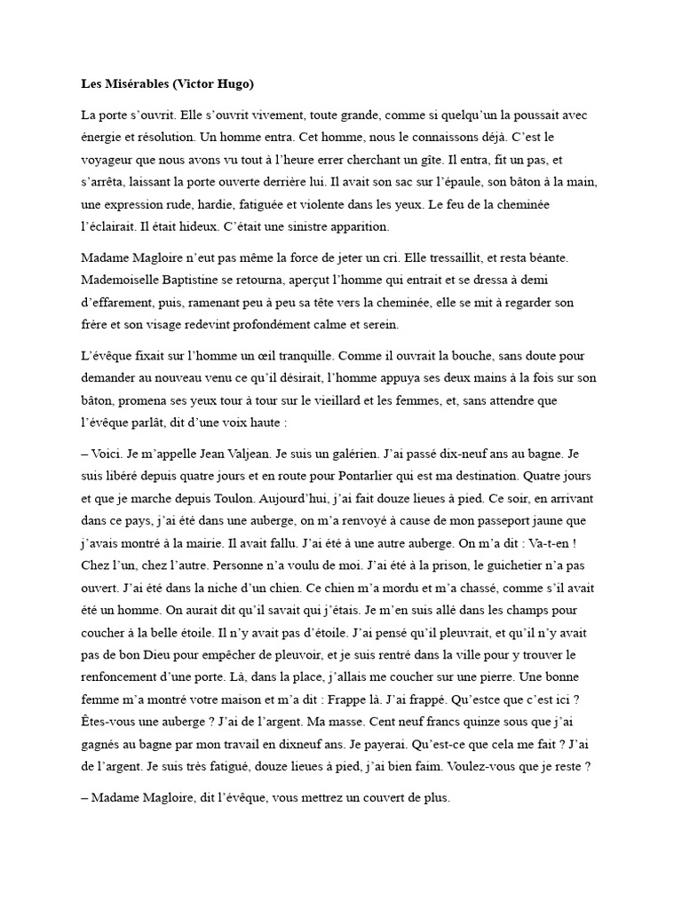 Les Misérables : Extrait de Victor Hugo | PDF