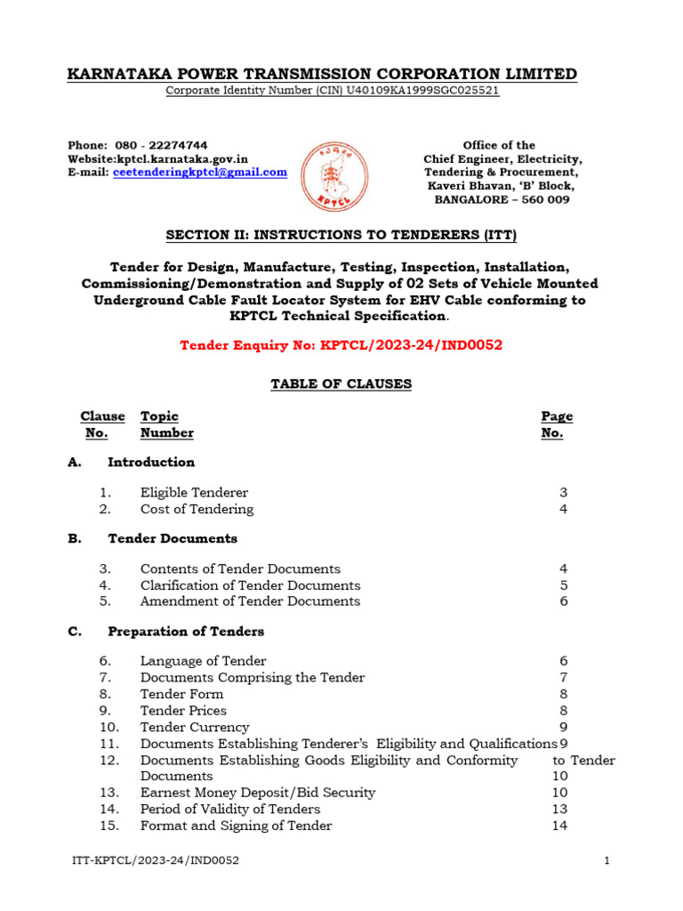 Section-2 (ITT) - IND0052 | PDF | Procurement | Specification (Technical Standard)