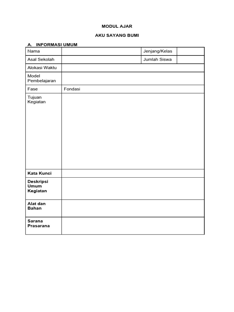 Template Modul Ajar | PDF