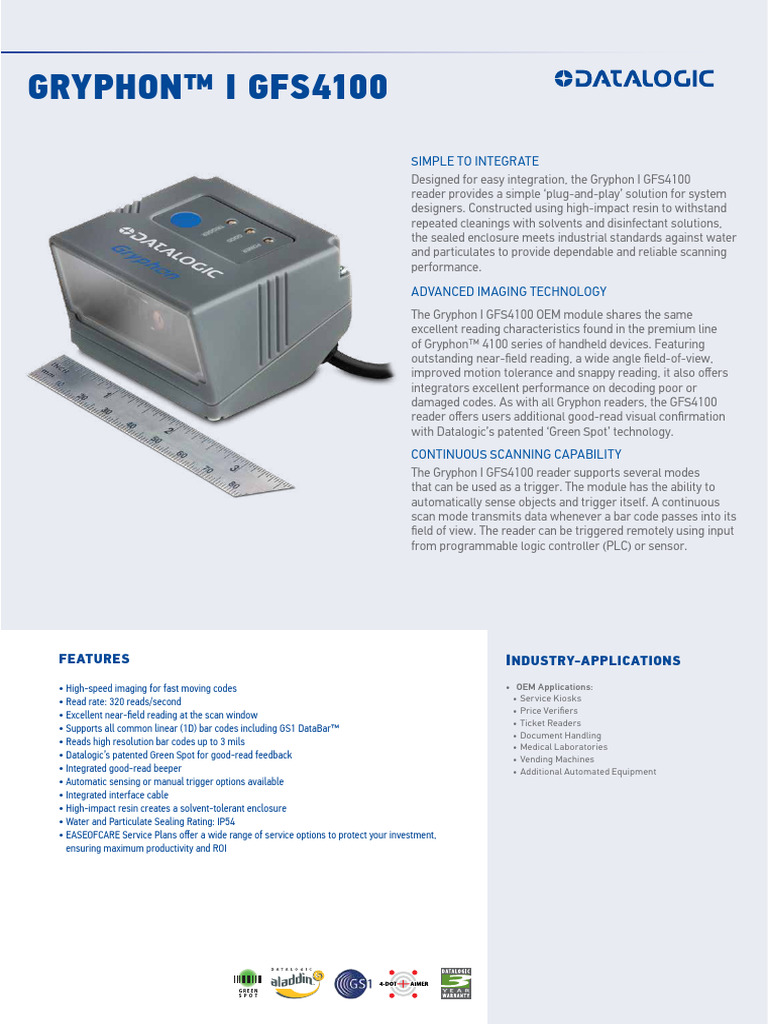 Gryphon I GFS4100 English | PDF | Barcode | Image Scanner