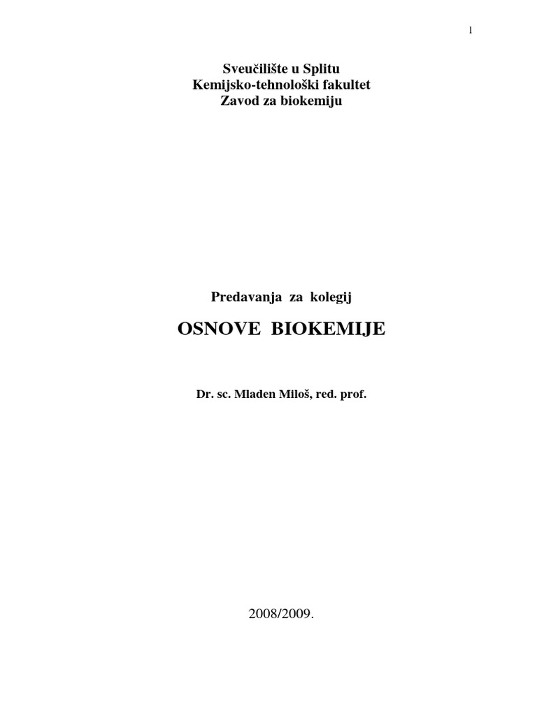 Biohemija Skripta Milos | PDF