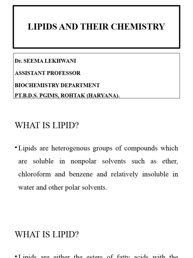Overview of Lipid Chemistry | PDF | Cooking, Food & Wine