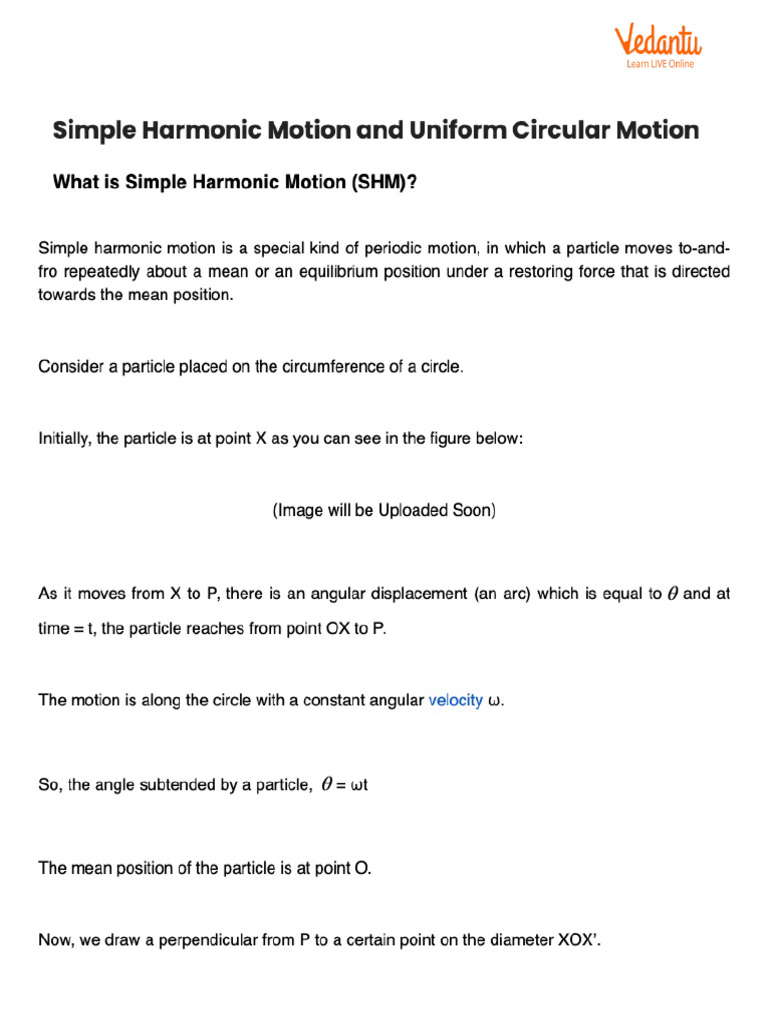 Simple Harmonic Motion and Uniform Circular Motion | PDF