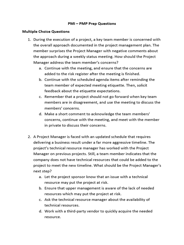 PMI - PMP Prep Questions - 4 | PDF