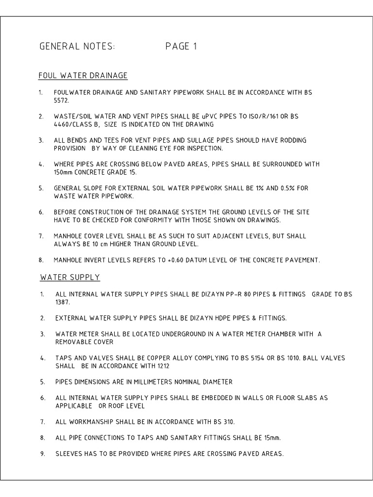 Mep General Notes For Construction | PDF