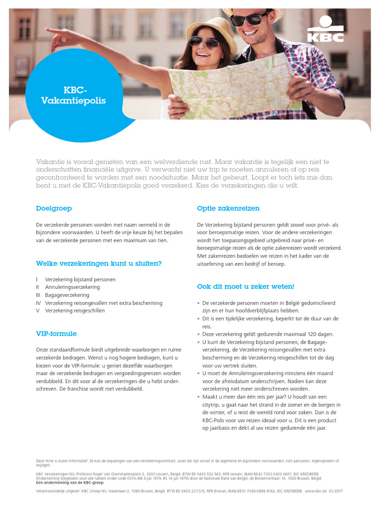 KBC Vakantiepolis Productfiche | PDF