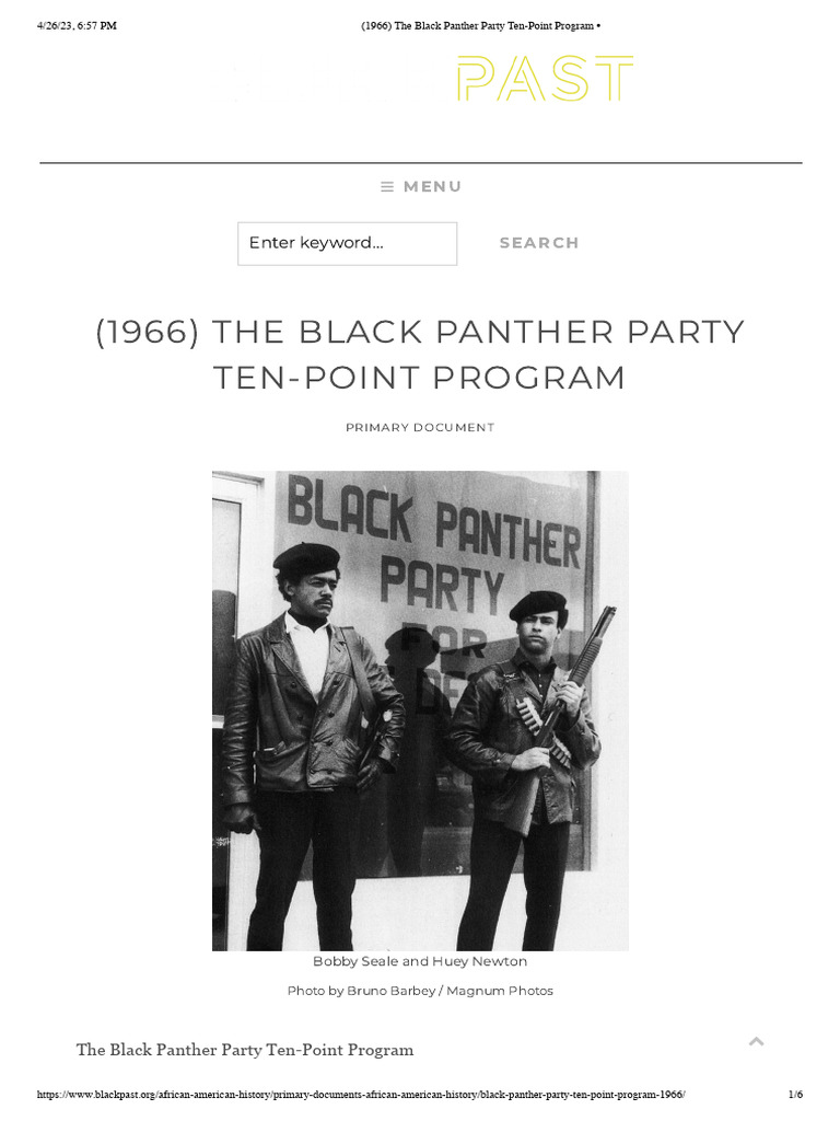 Black Panther Party's 10-Point Plan | PDF