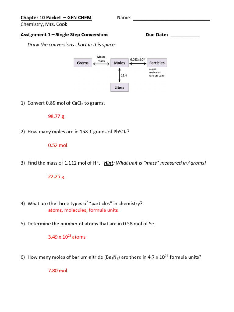 01 CH 10 Packet Gen Key 1 | PDF | Mole (Unit) | Molecules