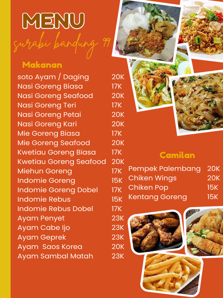 Menu Surabi Khas Bandung 99 | PDF