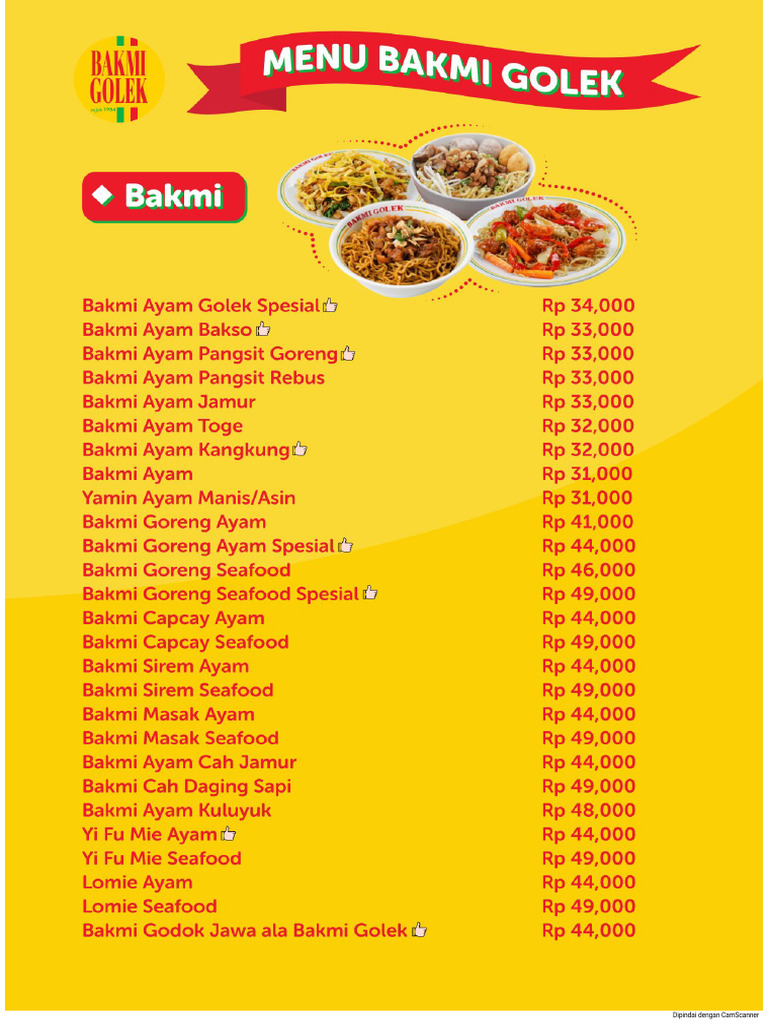 Bakmi Golek Menu Cibubur | PDF