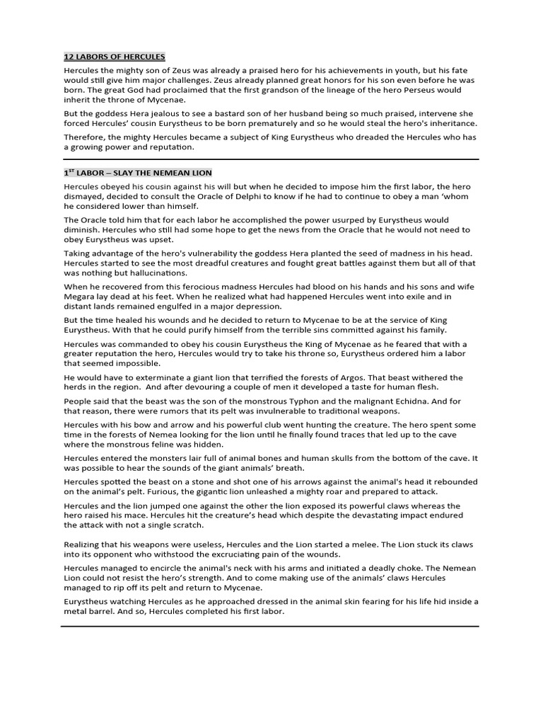 12 LABORS OF HERCULES | PDF