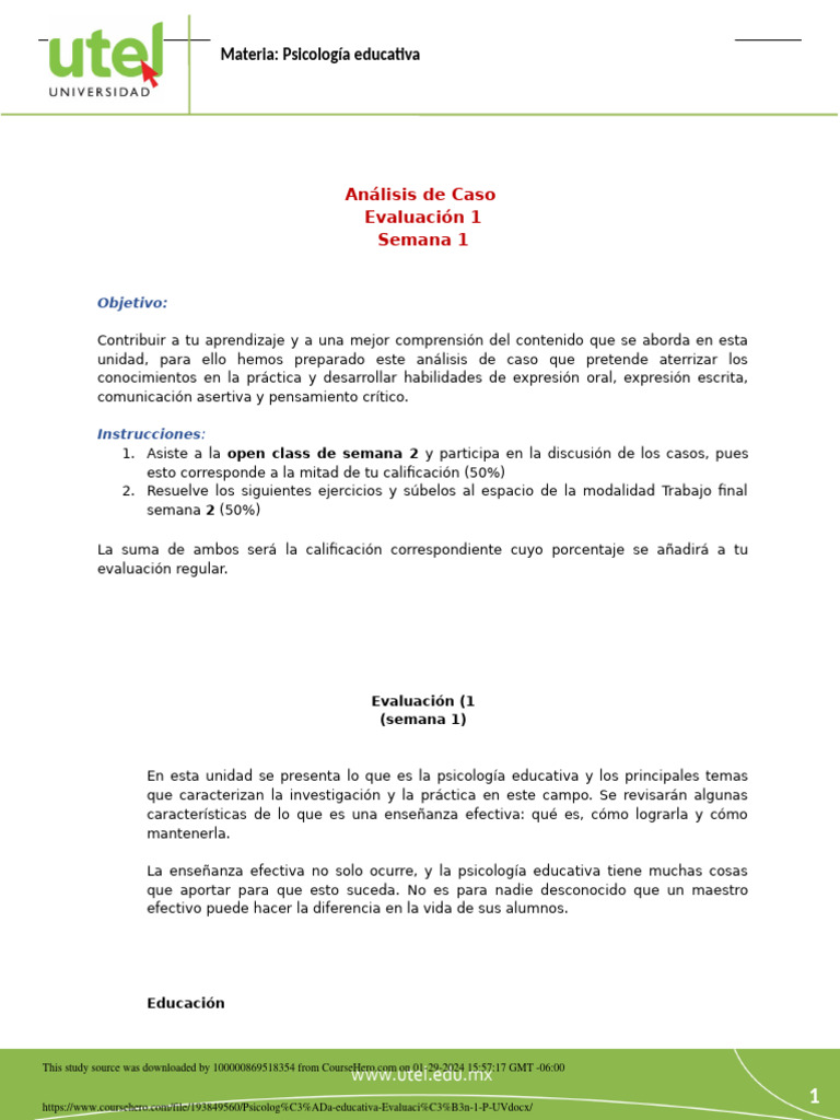 Psicolog A Educativa Evaluaci N 1 P UV | PDF | Crecimiento personal y profesional | Salud y ...
