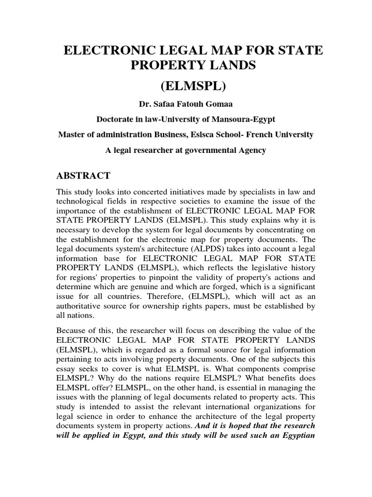 Electronic Legal Map For State Property Lands (Elmspl) | PDF ...