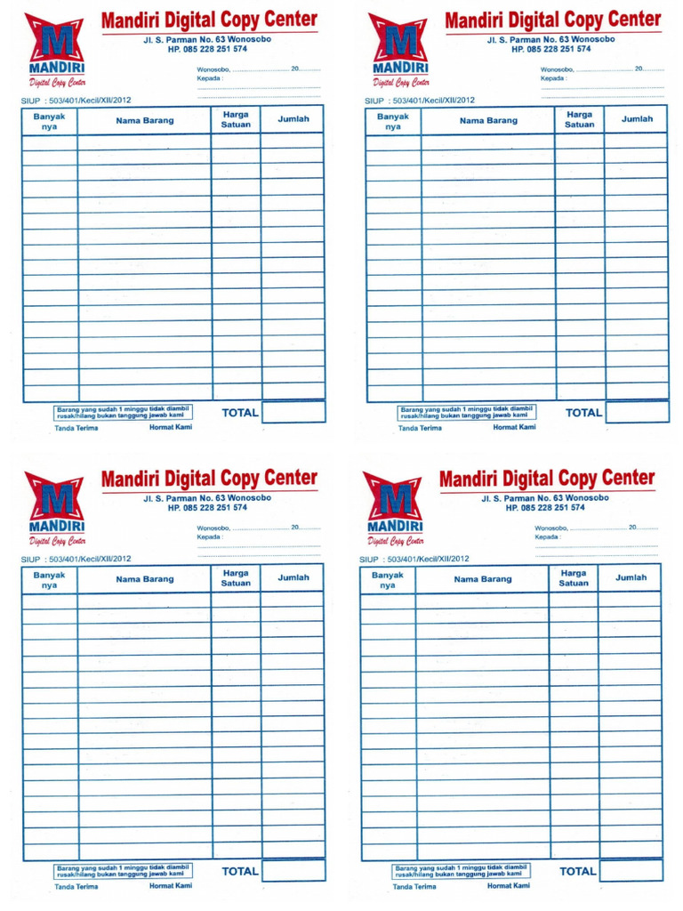 Nota Kosong Mandiri | PDF