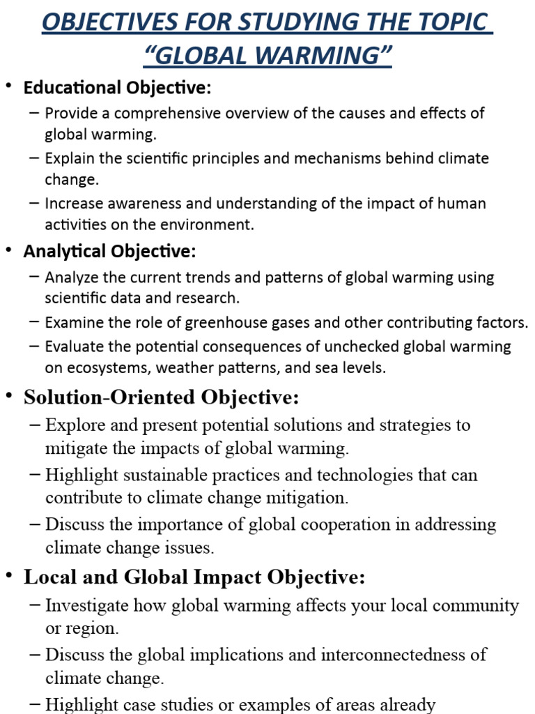 Objectives For Studying The Topic | PDF | Climate Change | Climate