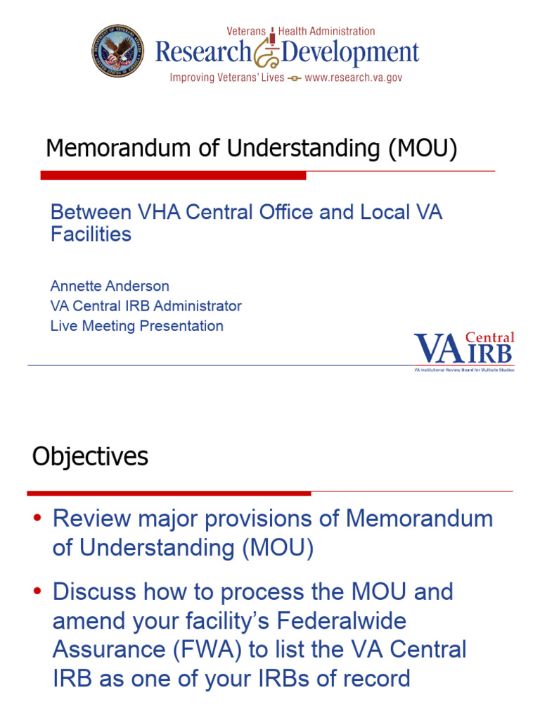 VA Central IRB MOU Overview and Process | PDF | Finance & Money Management
