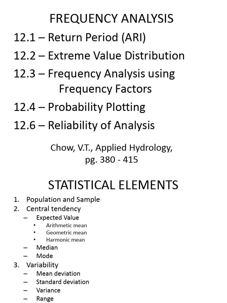 Chapter-09 Frequency Analysis | PDF | Mean | Normal Distribution