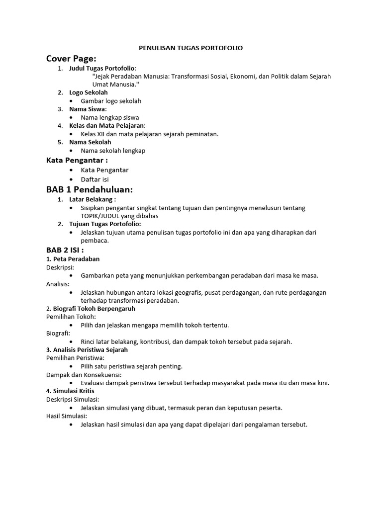 Penulisan Tugas Portofolio Sejarah Peminatan 2024 | PDF | Sejarah