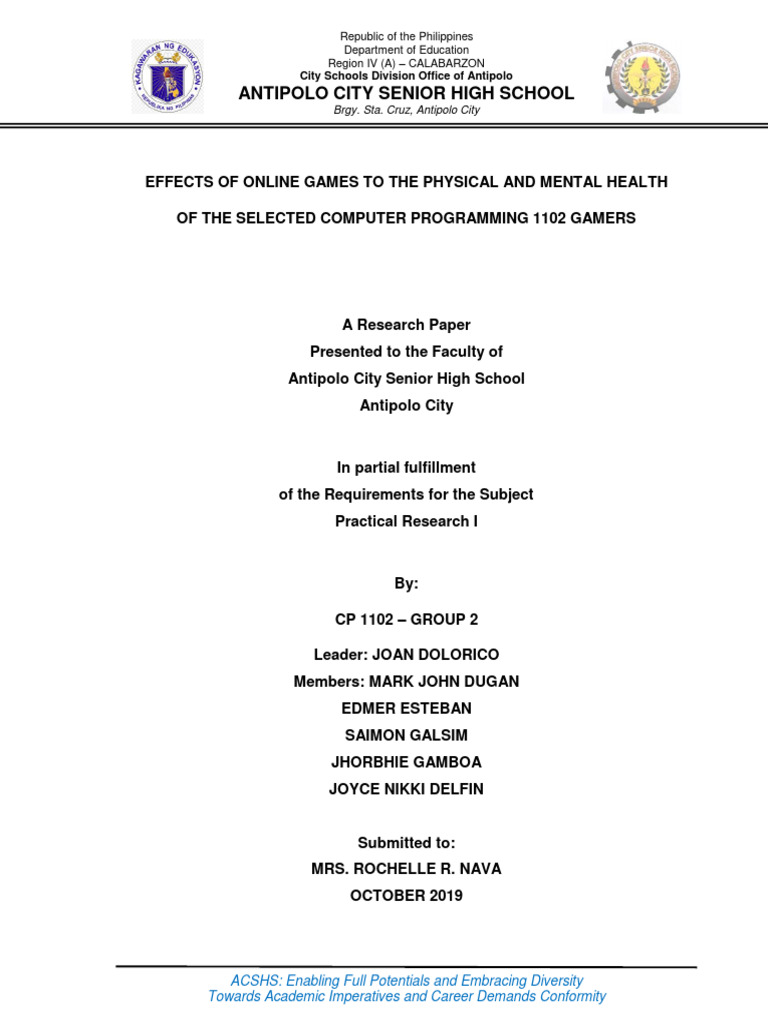 Effects of Online Games To The Physical and Mental Health of The ...