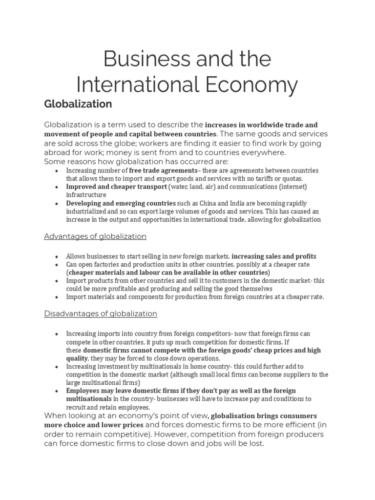 Business and The International Economy | PDF | Currency Appreciation ...