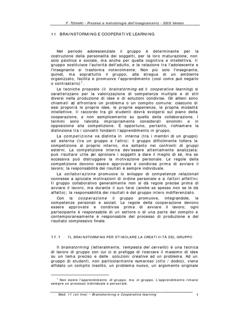 Brainstorming Cooperative Learning | PDF